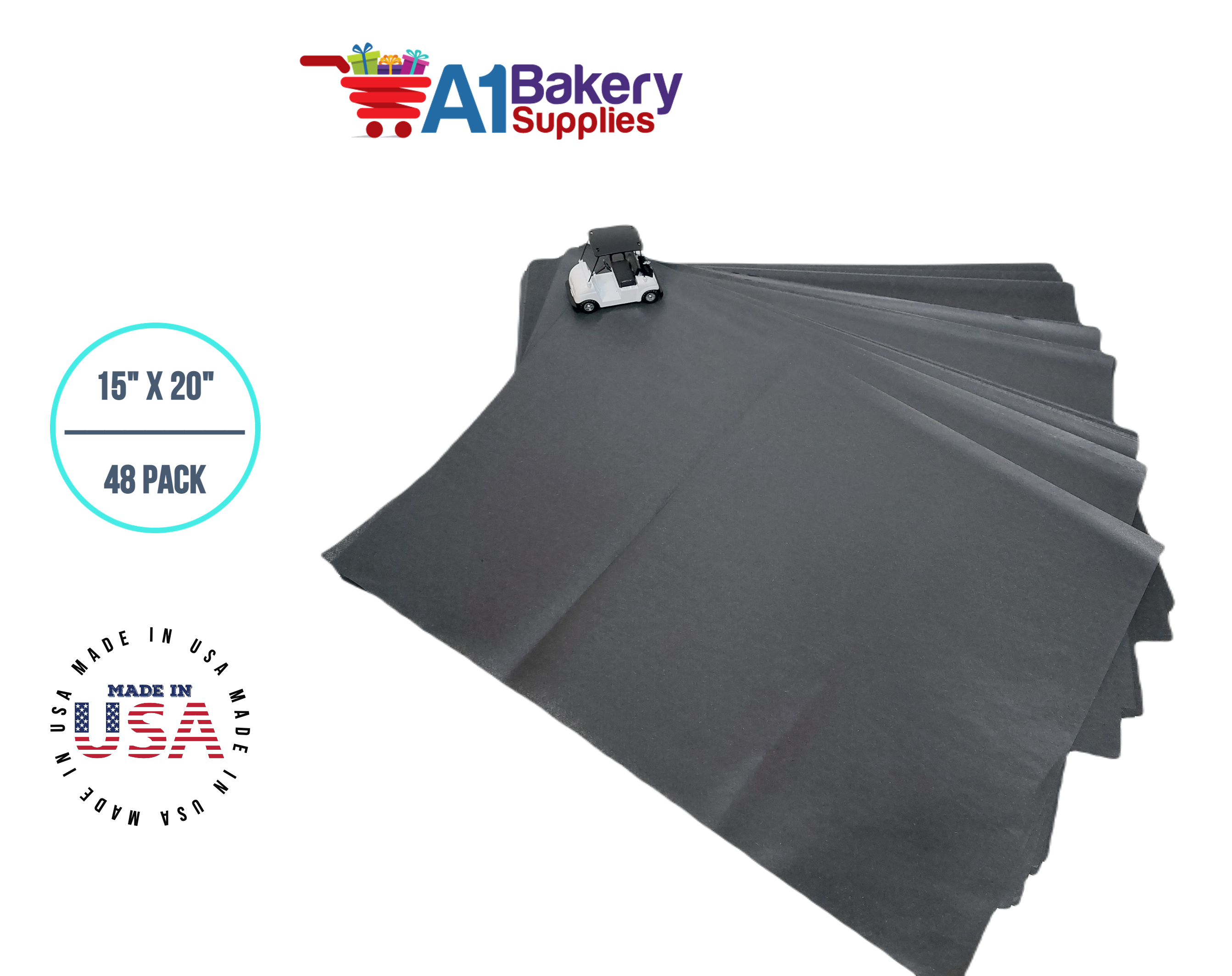 Black Bulk Tissue Paper 15 Inch x 20 Inch - 48 Sheets premium Tissue P ...
